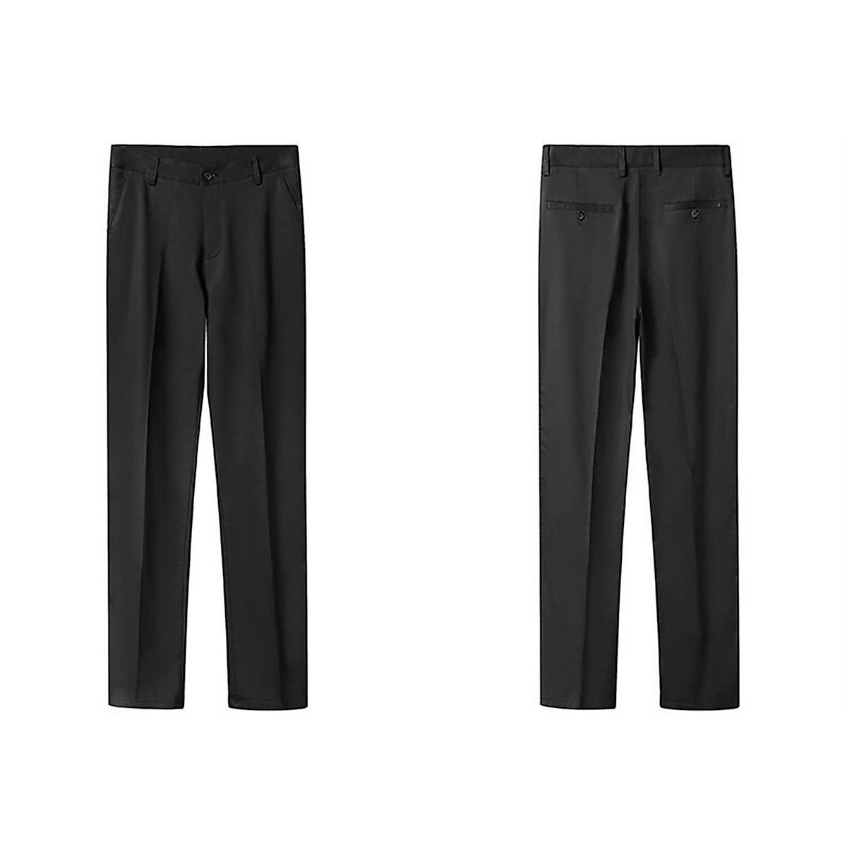 Men's Slim Fit Stretch Pant Classic Solid Color Casual Suit Pant Lightweight Business Comfort Trousers (Black,36)