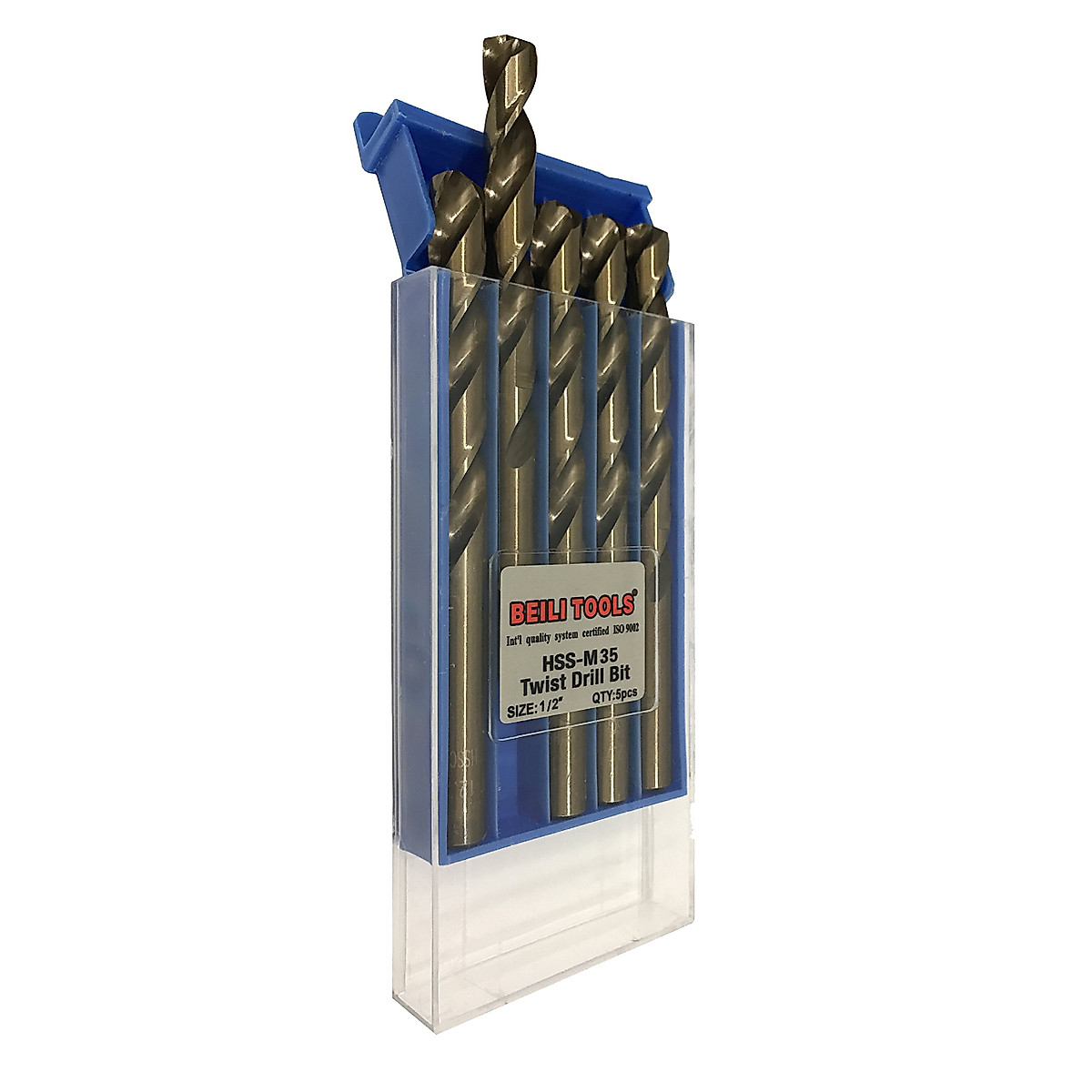 BEILI TOOLS HSS M35 Cobalt Twist Drill Bits, Pack of 5 (12.7mm, 1/2")