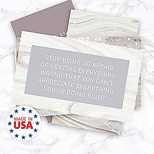 Canopy Street Marble Quartz Daily Gratitude Cards / 50 Motivational Kindness Cards / 25 Inspirational Quote Card Designs / 2.5” x 3” Uplifting Business Cards