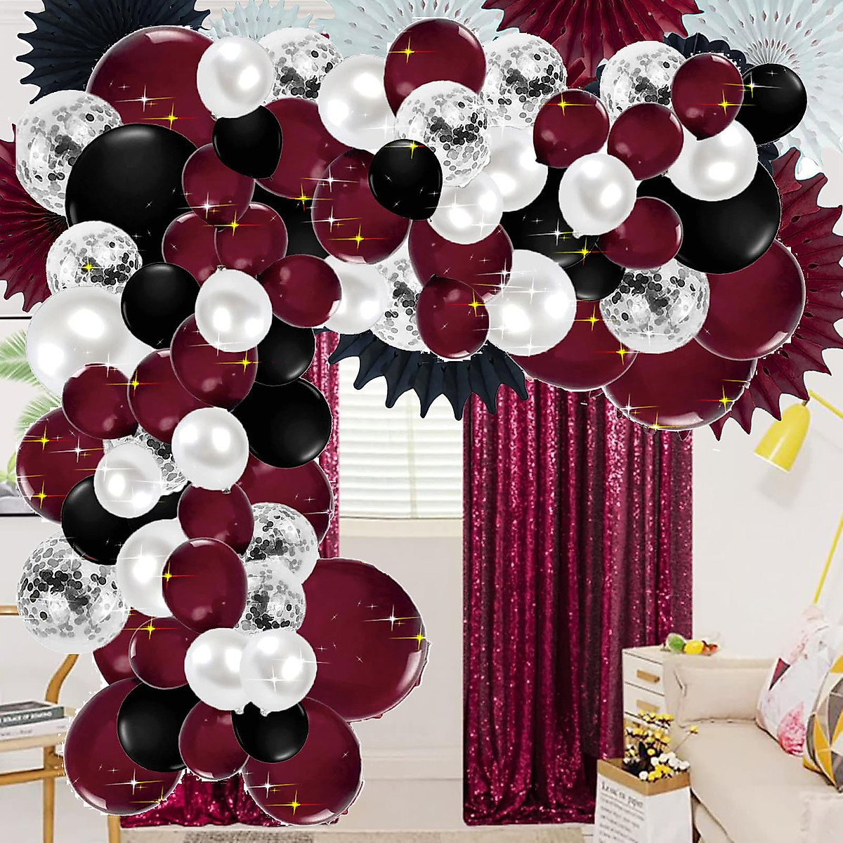Graduation Decorations Maroon Black 2024/Burgundy Black Graduation Party Decorations 2024 Burgundy Black Balloons 114Pcs Burgundy White Black Balloon Maroon Birthday Wedding