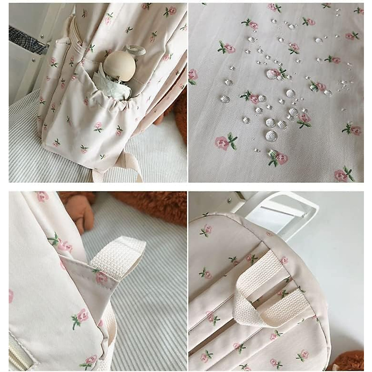 2023 Cute Preppy School Bag Floral Printed Kawaii Backpack Cottagecore Aesthetic Backpack BookBag Laptop Daypack (White)