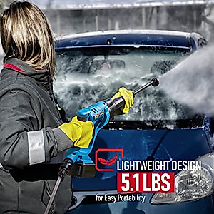 Enhulk Pressure Washer Cordless, Peak 380 PSI Portable Power Cleaner with 20V 4.0Ah Battery, 6-in-1 Nozzle, Soap Applicator, Brush, 13ft Suction Height for Outdoor Wall Floor Window Cleaning