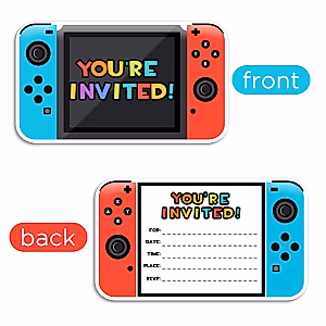 Yangmics Direct Video Gamer Birthday Party Fill In Invitations, Video Game Party Invitations, Decorations, Favors for Boys Kids, 30 Invitations + 30 Envelopes