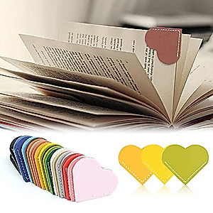 10 Pieces Leather Heart Bookmarks Page Corner Book Marks Markers Stylish Handmade Reading Accessories for Bookworm Lovers,Kids,Women,Men,Teachers,Students,Birthday Christmas Graduation Gift