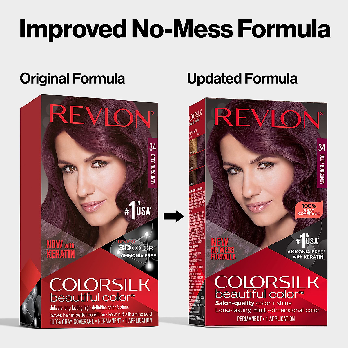 Revlon Permanent Hair Color, Permanent Hair Dye, Colorsilk with 100% Gray Coverage, Ammonia-Free, Keratin and Amino Acids, 31 Dark Auburn, 4.4 Oz (Pack of 1)