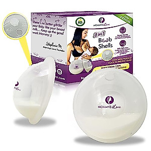 New Model with Plugs! Breast Shell & Milk Catcher for Breastfeeding Relief (2 in 1) Protect Cracked, Sore, Engorged Nipples & Collect Breast Milk Leaks During The Day, While Nursing or Pumping