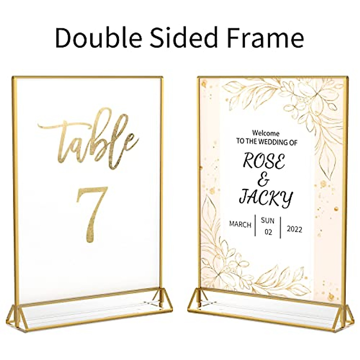 NIUBEE 12Pack 4 x 6 Clear Acrylic Wedding Table Number Holder Stands with Gold Borders, Double Sided Gold Picture Frames Sign Holder for Restaurant Table Menu Recipe Cards Photo Display