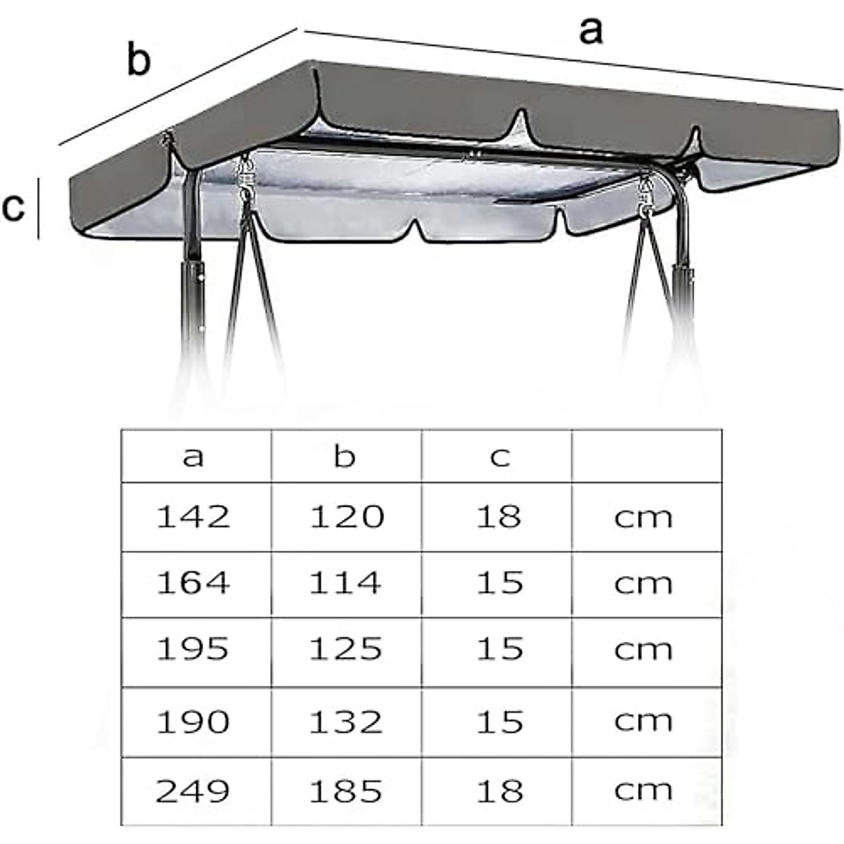 BTURYT Replacement Canopy for Swing Seat 2 ; 3 Seater Sizes, Garden Swing Canopy Replacement Waterproof, Outdoor Garden Chair Awning Cover