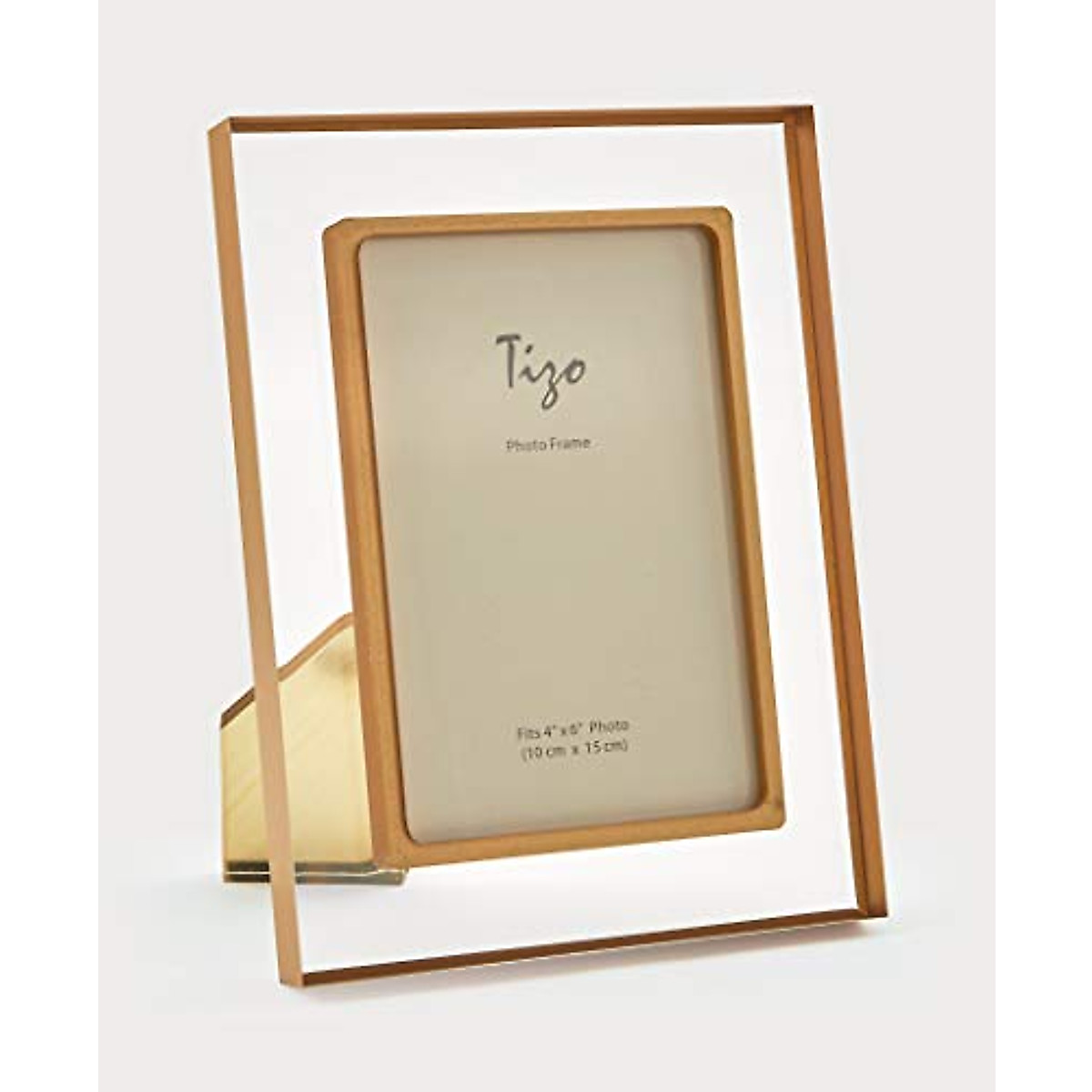 Tizo 5" X 7" Lucite Crystal Clear Photo Frame, Gold Backing
