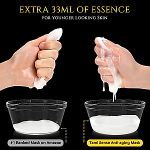 FAMENITY 33ml Essence Best Moisturizing Face Mask For Korean Skincare - Sheet Masks with 33ml Serum Vitamin B Complex Rice Extract Collagen & Face Moisturizer for women men (5 Masks)