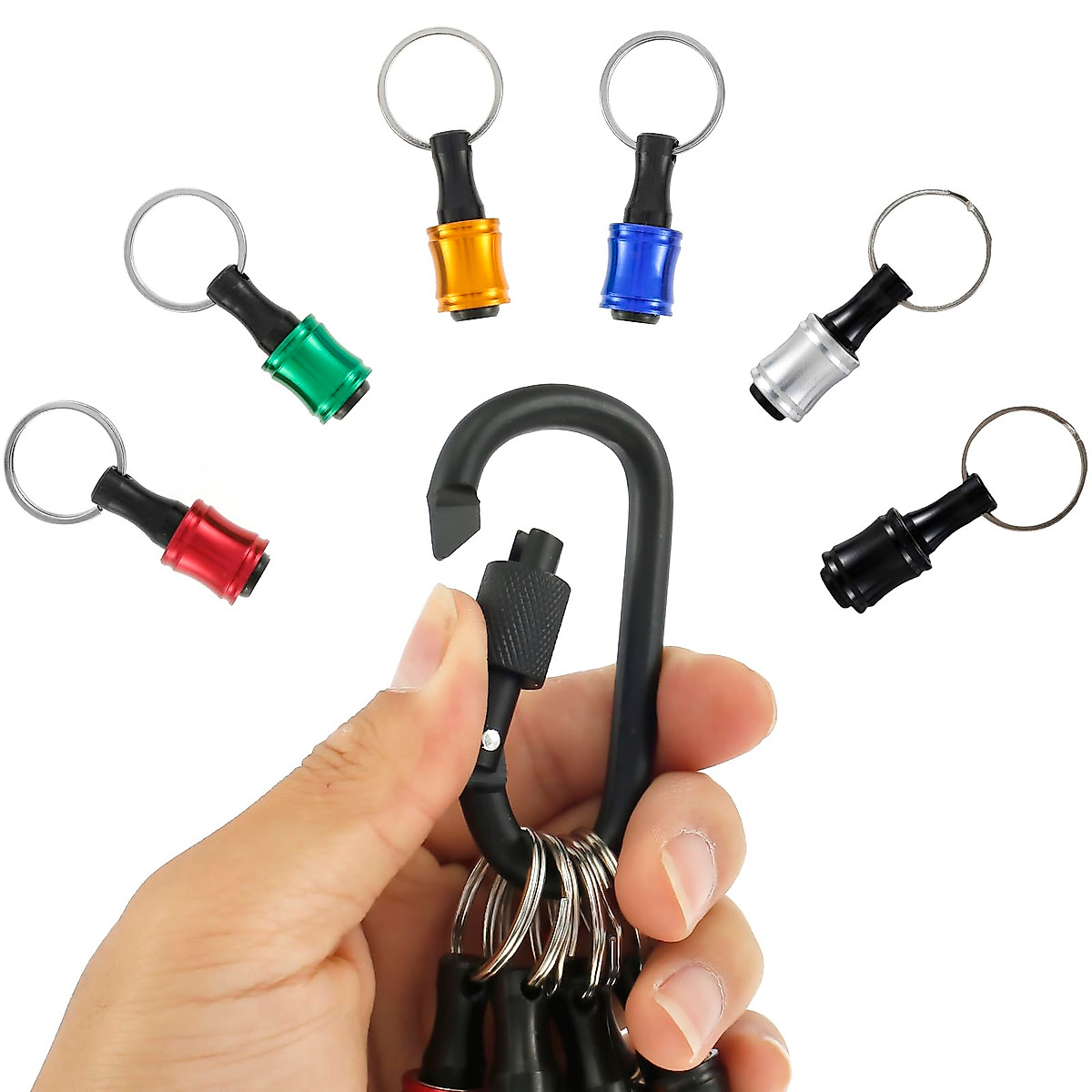 TKSDWBLTY 18Pcs 1/4inch Hex Shank Bit Holder Portable Socket Drill Bit Holder Quick Change Aluminum Alloy Long and Short Drill Bit Holder Extension Bar Keychain Drill Bit Holder for Drill Bit