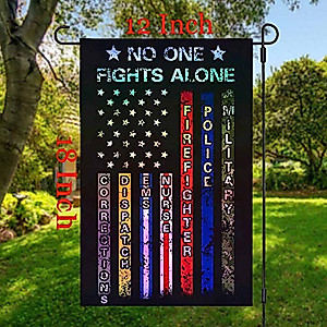 FANDEER No One Fights Alone First Responders Flag Garden Flags Decorative Outdoor Flags Simple and Light 12 X 18 Inches Double Sided