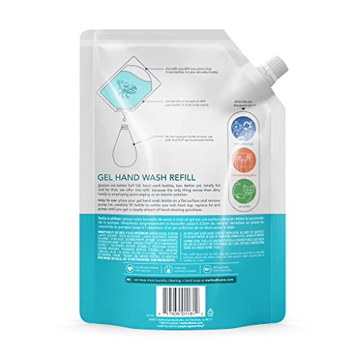 Method Gel Hand Soap Refill, Waterfall, Biodegradable Formula, 34 fl oz (Pack of 6)