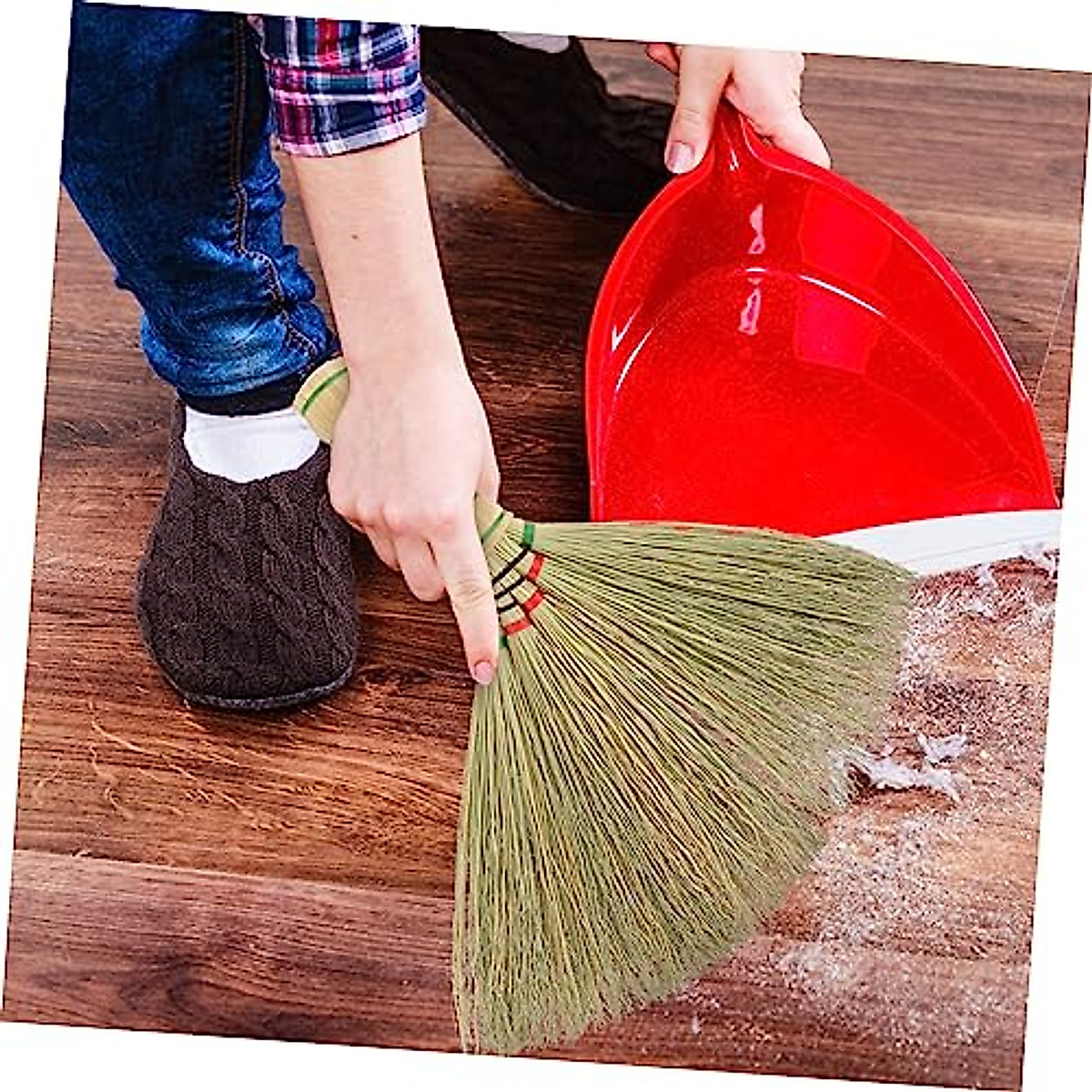 Healeved Desk Cleaning Broom Pet Waste Broom Miniature Dustpan and Brush Natural Straw Broom Hand Handle Broom Hand Whisk Broom Dusting Brush Compact Dustpan and Brush Sorghum Grass