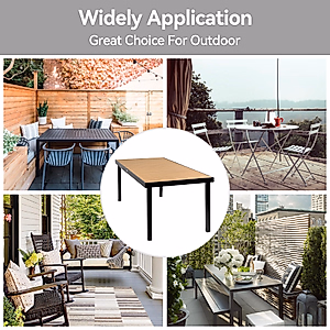 Haquatisol Outdoor Dining Table for 8 Person, Patio 75“ Rectangular Aluminum Metal Long Table with Woodlike Tabletop for Garden, Lawn, Yard