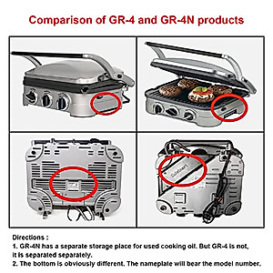 FOCOllK Waffle Plates for Cuisinart Griddler GR-4N, GR-5B, GR-6 and GRID-8N Series, 4 Slicer Cuisinart Griddler Waffle Plates, Nonstick Coating Baking Cuisinart Waffle Plates