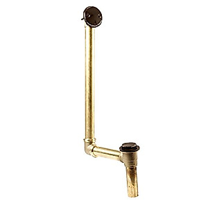 Westbrass 7931817-DC-12 18" Tip-Toe Drain Trim with 2-Hole Overflow Faceplate & Direct Connect Shoe Outlet, Oil Rubbed Bronze