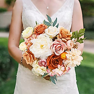 AmyHomie Artificial Flowers Combo Silk Mix Peony Rose Hydrangea Fake Flowers w/Stem for DIY Wedding Bouquets Centerpieces Arrangements Table Party Bridal Baby Shower Home Fall Decor(Champagne)