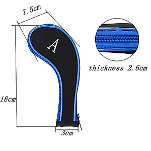 VideoPUP 10PCS Golf Iron Head Covers Long Neck Iron Zippered Golf Club Headcovers Protect Set