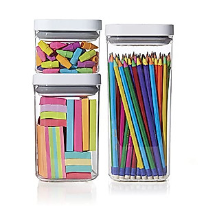 Copco Food and Organization Storage Container with Airtight Lid, Set of 3 Narrow.052, 1.05, 1.79-Quart, Clear