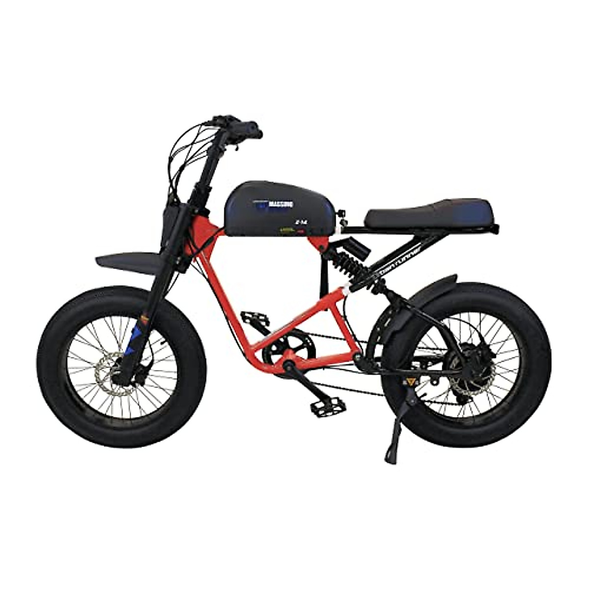 M Massimo 20" Fat Tire E-14 Urban Runner Electric Bike for Adults 48V 750W LED Headlight Taillight Full Suspension Range 43 MI 5 Speed Electric Motor 7 Speed Manual Shimano Gears (Red)
