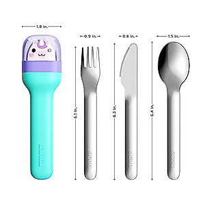 ZOKU Kids Pocket Utensil Set, Unicorn - Stainless Steel Fork, Knife, and Spoon in Case - Portable Design for Travel, School, Picnics, Camping and Outdoor Home Use