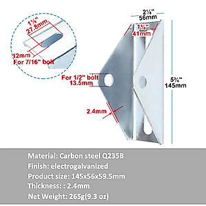 4Pcs Adjustable Solar Panel Tilt Mounting Brackets Fit 1/2" Bolt in 1-5/8" Strut Channel Connector for Roof Panels, Roof Rack Mounting Brackets, RV Camper, Boat, Wall, Gird Roof Installation