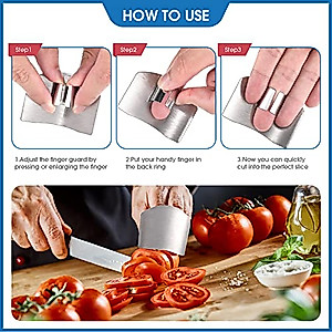 9 Pieces Finger Guard for Cutting and Grating Stainless Steel Knife Cutting Protector Finger Cots Thumb Guard Protector for Vegetable Grater Mandoline Slicer for Easy Food Chopping Grating and Slicing