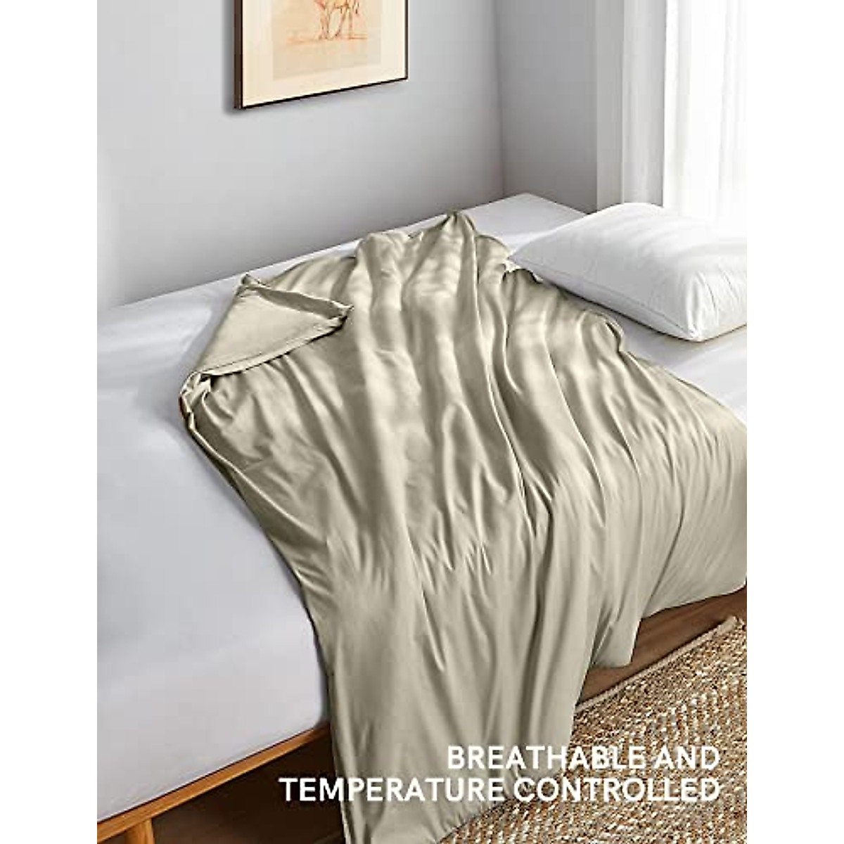 YnM Weighted Blanket and Duvet Covers — Hot and Cold Duvet Cover Set (3 Pieces) — (Teddy Bear Velvet Khaki, 60''x80'' 20lbs), Suit for One Person(~190lb) Use on Queen/King Bed