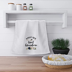 OHSUL World’s Best Great Grandma Floral Absorbent Kitchen Towels Dish Towels Dish Cloth,Grandma Mother's Day Hand Towels Tea Towel for Bathroom Kitchen Decor,Grandma Gifts