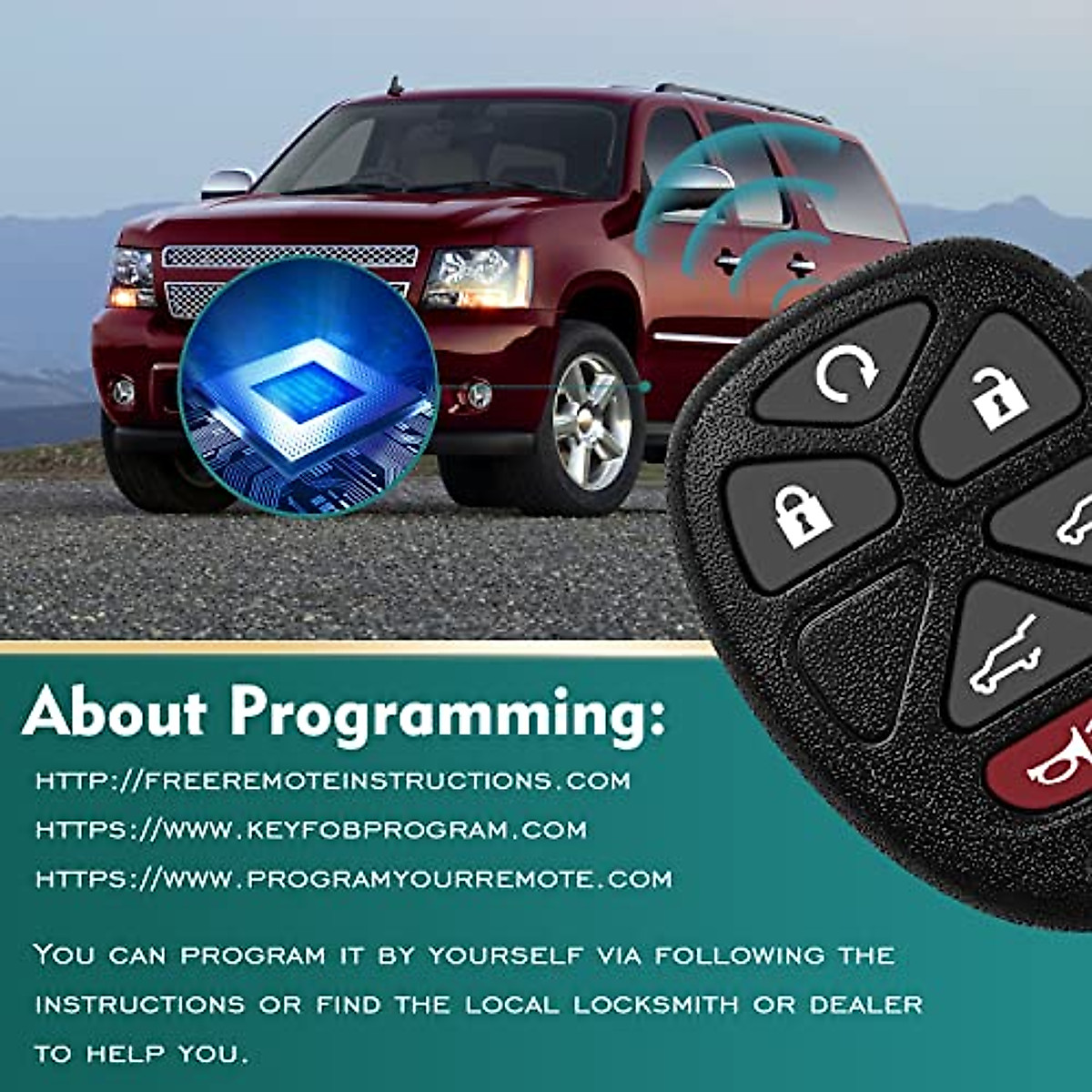 HelloAuto Key Fob Fit for GMC Yukon/Chevy Tahoe Suburban Cadillac Escalade FCC ID: OUC60270 OUC60221