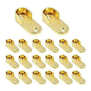 Coshar 20pcs Oval Closet Rod End Supports, Wardrobe Rod Brackets, Zinc Alloy, Fit Rod Inside Diameter 16mm/0.63inch, Gold