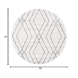 SAFAVIEH Adirondack Collection 6' Round Ivory/Grey ADR162A Modern Moroccan Non-Shedding Dining Room Entryway Foyer Living Room Bedroom Area Rug