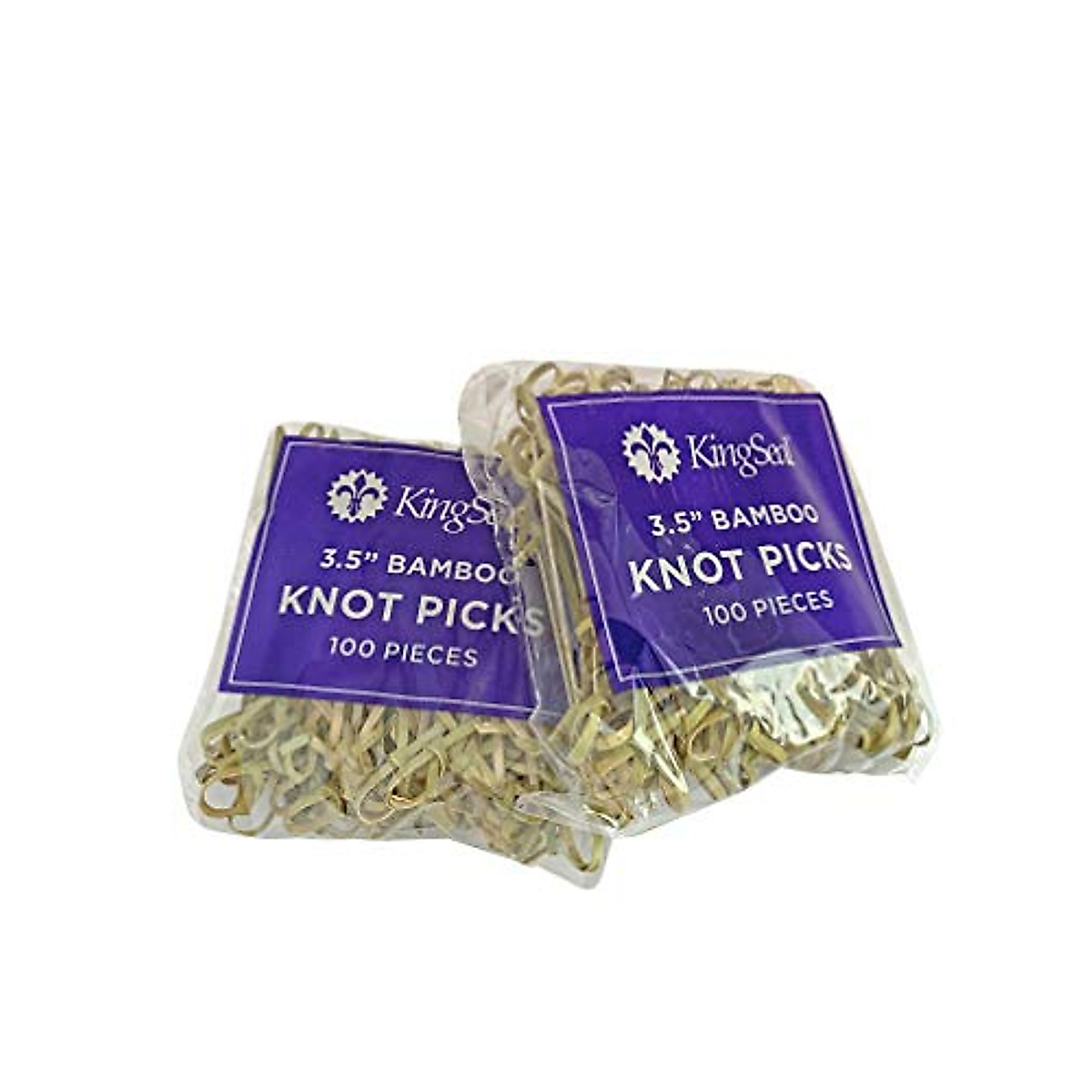 KingSeal Bamboo Wood Flower Knot Picks, Skewers, 3.5 Inches, Perfect for Cocktails and Appetizers - 2 Packs of 100 Each (200 Count)