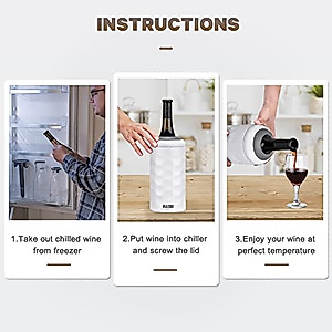 MAXSO Wine Chiller Bucket, Portable 750ml Champagne & Wine Bottle Cooler Keep Wine & Beverages Cold, Stainless Steel Vacuum Insulated Wine Gifts for Wine Lovers - White