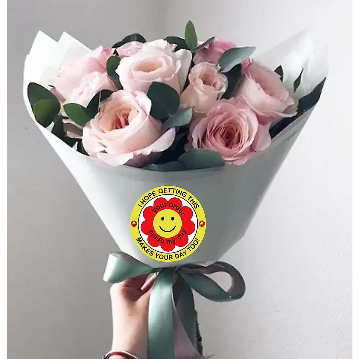 Happy Face Your Order Made My Day Stickers 1.5 Inch Flower Thank You for Your Order Stickers - 500 Pcs Round Thank You Labels Business Stickers for Envelope Packaging Seals