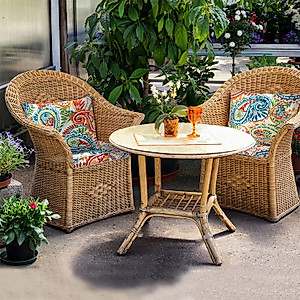 JMKaixin Patio Chair Cushions 19 x 19 Inch Waterproof Outdoor Seat Cushions for Patio Furniture Garden Sofa Couch Chair Pads with Adjustable Straps, Set of 2