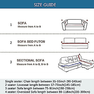 GUYIRT Solid Color Sofa Cover for 3 Cushion Couch, Easy Fit Sofa Cover, Stretch Universal Couch Cover for Sofa with Armrest-Blue-4 Seater(235-300cm)