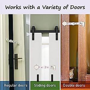 Neobay Child Proof Door Lock with Adjustable Door Strap and Latch. No Need for Interior Cat Door. Keep Toddler Out of Room with Litter Box While Let Cat in Easily.