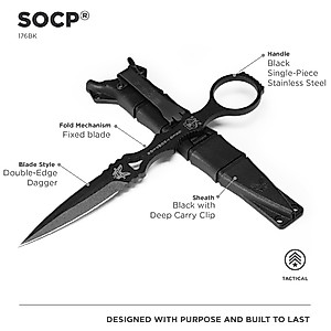Benchmade - SOCP 176 Tactical Dagger 176BK with Black 440C Handle (176BK)