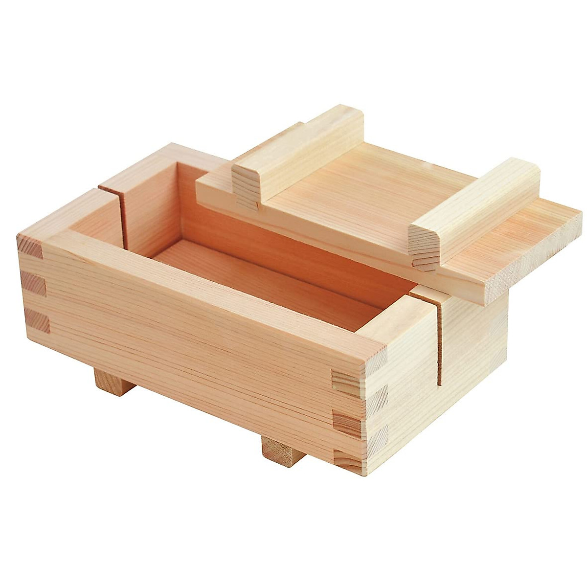 EDOYA Hinoki Wood Sushi Press Mold Oshizushi Made in Japan Vertical Cut (7 x 4 inch)