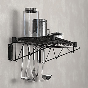 Krollen Industrial 14" x 24" Black Epoxy Wire Wall Mount Shelf