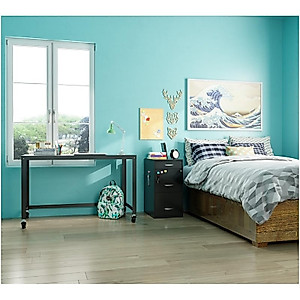 Office Dimensions 21647 Black RTA 48" Wide Mobile Metal Desk Workstation Home Office Collection