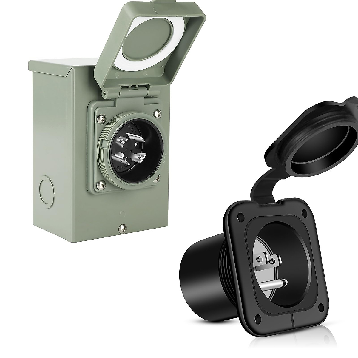 BEBOBLY 30 Amp Generator Inlet Box with 15 Amp 125V Shore Power Inlet