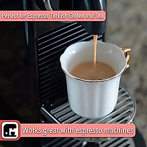 BTaT- Small Espresso Cups and Saucers, Set of 6 Demitasse Cups (2.4 oz) with Gold Trim and Gift Box, Small Coffee Cup, White Espresso Cup, Turkish Coffee Cup, Porcelain Espresso Cup