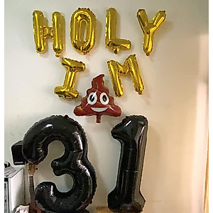 Funny 35th Birthday Decoration for Women, Holy I M 35 Golden Balloons, Happy 35th Birthday Decorations for Him, 40 inch Giant Number 35 balloons