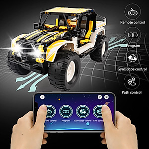 PREBOX Remote & APP Control Jeep Building Toys for Boys - Erector Sets STEM Projects for Kids Age 8-12, Birthday Gifts for Boys 6 7 8 9 10 11 12 year old