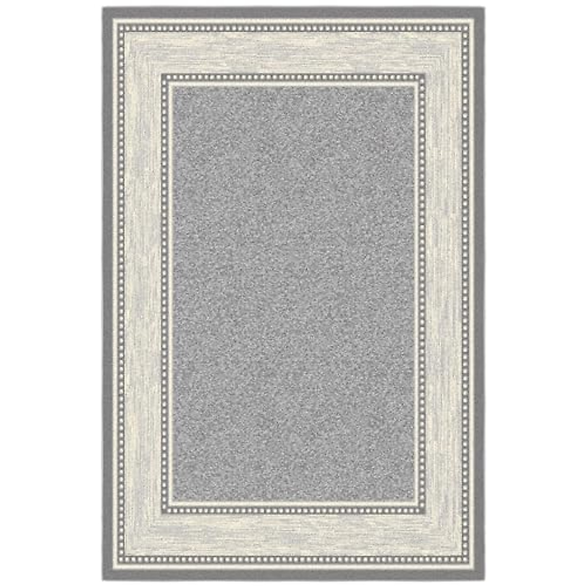 Ottomanson Ottohome Non-Slip Rubberback Bordered Design 5x7 Indoor Area Rug, 5' x 6'6", Light Gray
