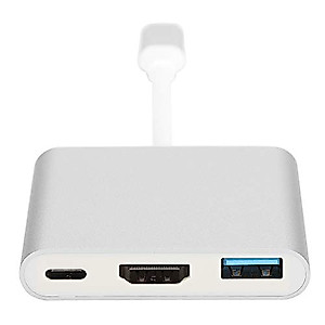 Shanrya Converter, 3 in 1 Type‑c Adapter, 1PCS Plug and Play for Education Presentations Films Exhibitions(Silver)