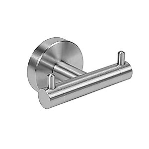 Double Towel Hook for Bathroom 2 Pack Wall Mounted Heavy Duty Stainless Steel Robe Coat Hook, Cabinet Closet Door Sponges Holder for Bedroom Kitchen Garage, Brushed Finish
